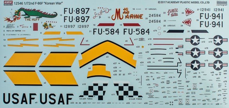 1/72 Винищувач F-86F Sabre, війна в Кореї (Academy 12546), збірна модель