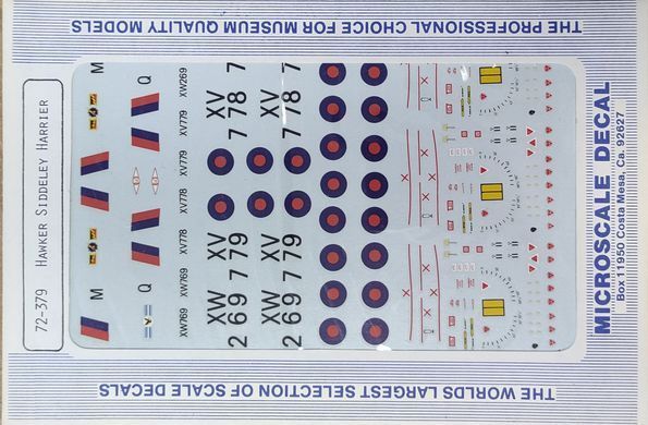 1/72 Декаль для Hawker Siddeley Harrier GR.1/GR.3, 4 варіанта (Super ...