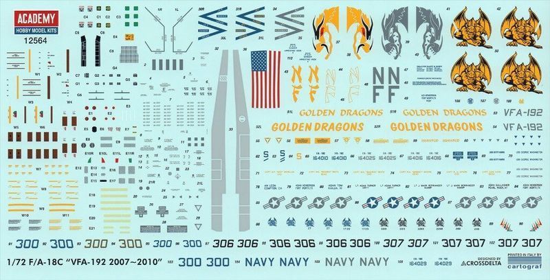 Academy 12564 USN F/A-18C Hornet VFA-192 Golden Dragons 1/72 Сборная ...