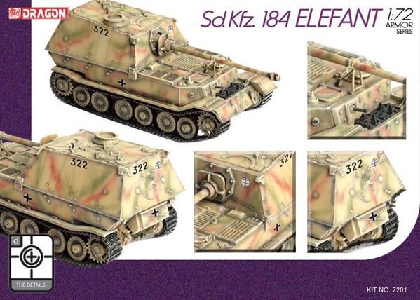 Dragon 7201 Sd.Kfz.184 Elefant German SPG WWII 1/72 Сборная масштабная ...